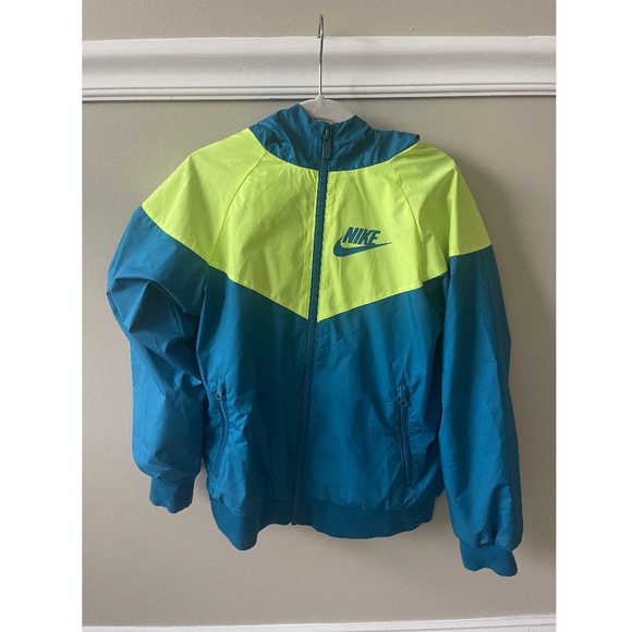 Jackets & Coats | Nike Kids Windrunner Jacket Size S Neon Yellow Teal ...